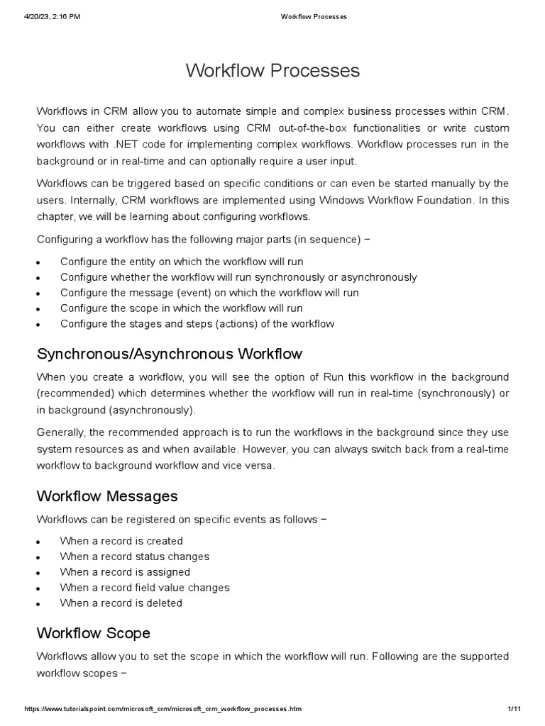 CRM Workflow Processes PDF | PDF | Customer Relationship Management | Workflow