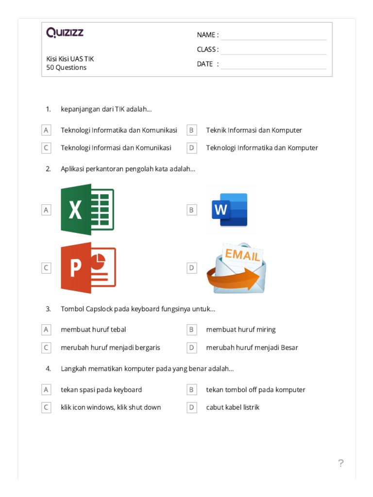 Kisi Kisi UAS TIK PDF | PDF | Komputer