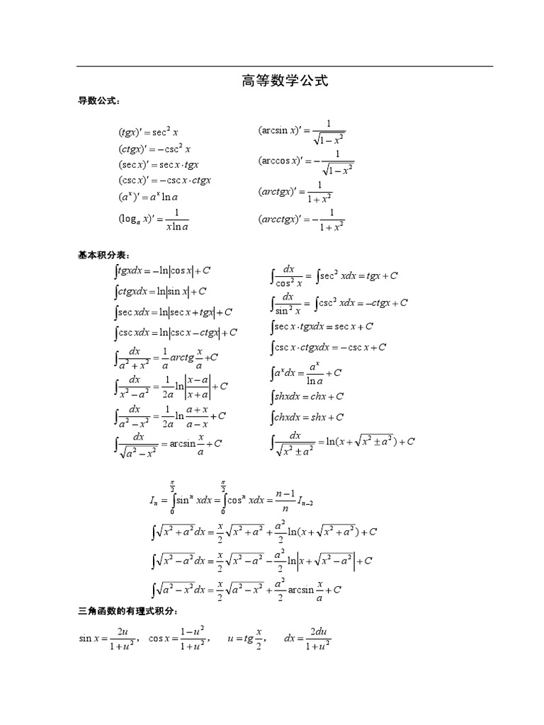 Sine and Cosine Integral Identities | PDF | Teaching Methods & Materials