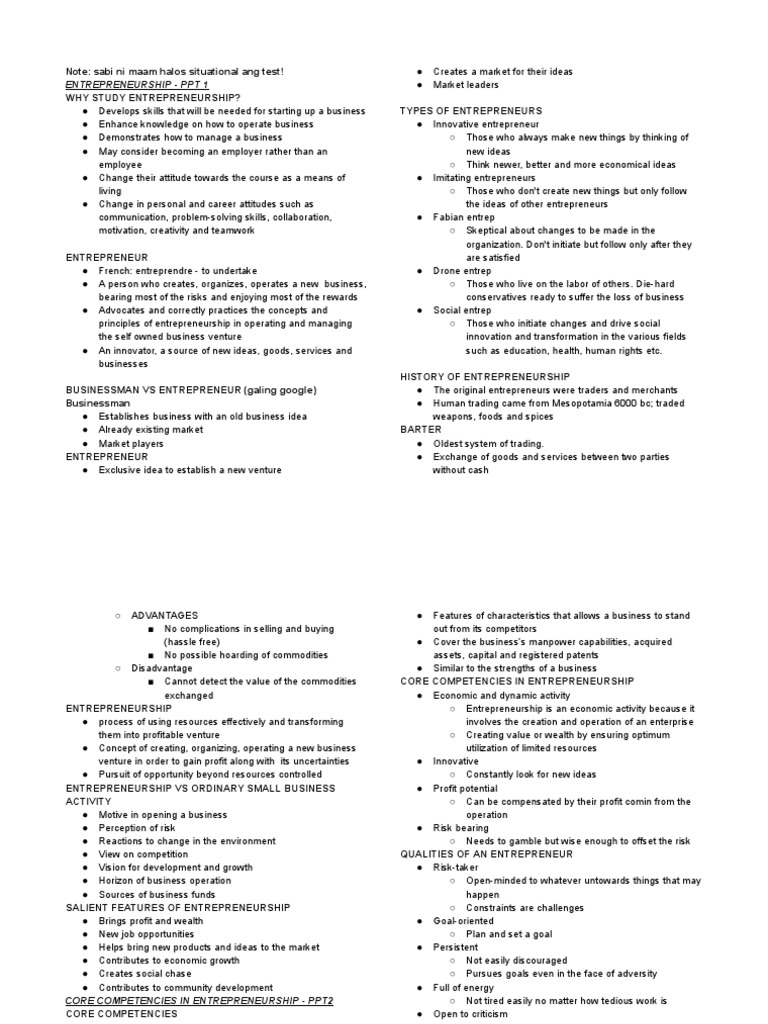 Entrep Reviewer PDF | PDF