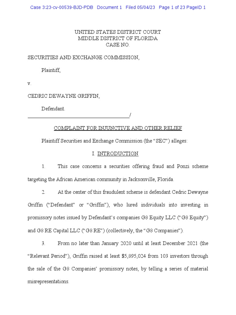 SEC v. Cedric Dewayne Griffin | PDF