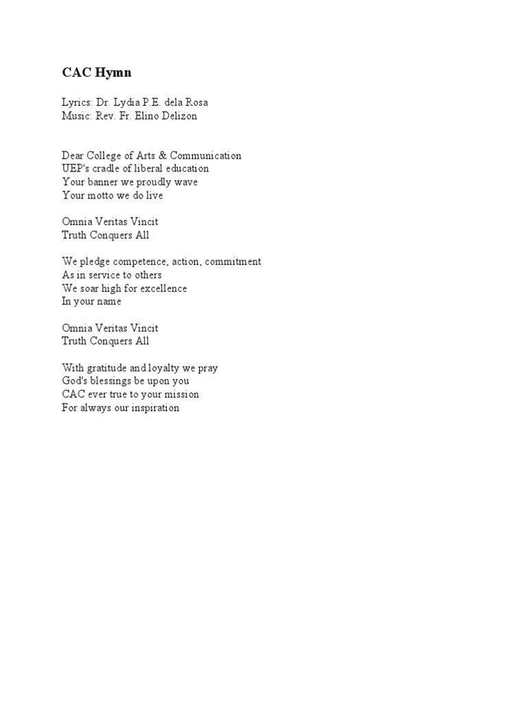 CAC Hymn | PDF
