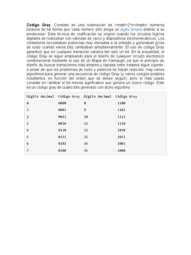 El código Gray: una técnica de codificación binaria que minimiza las ...