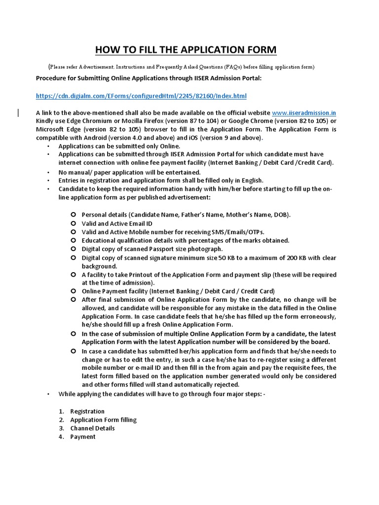 How To Fill The Application Form: Procedure For Submitting Online ...