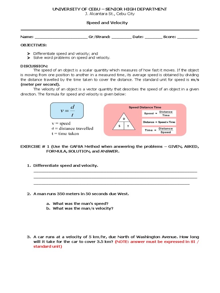 Speed vs Velocity: Differentiating Scalar and Vector Quantities through ...