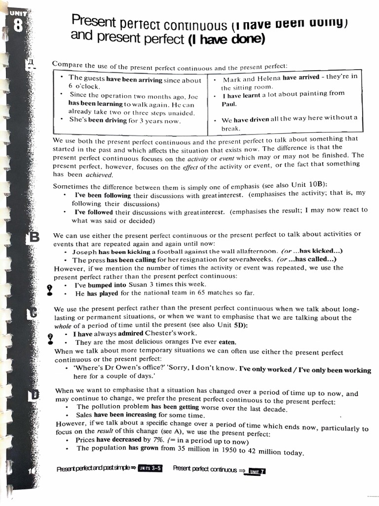 Unit 8 Present Perfect Continuous Present Perfect Tense Pdf