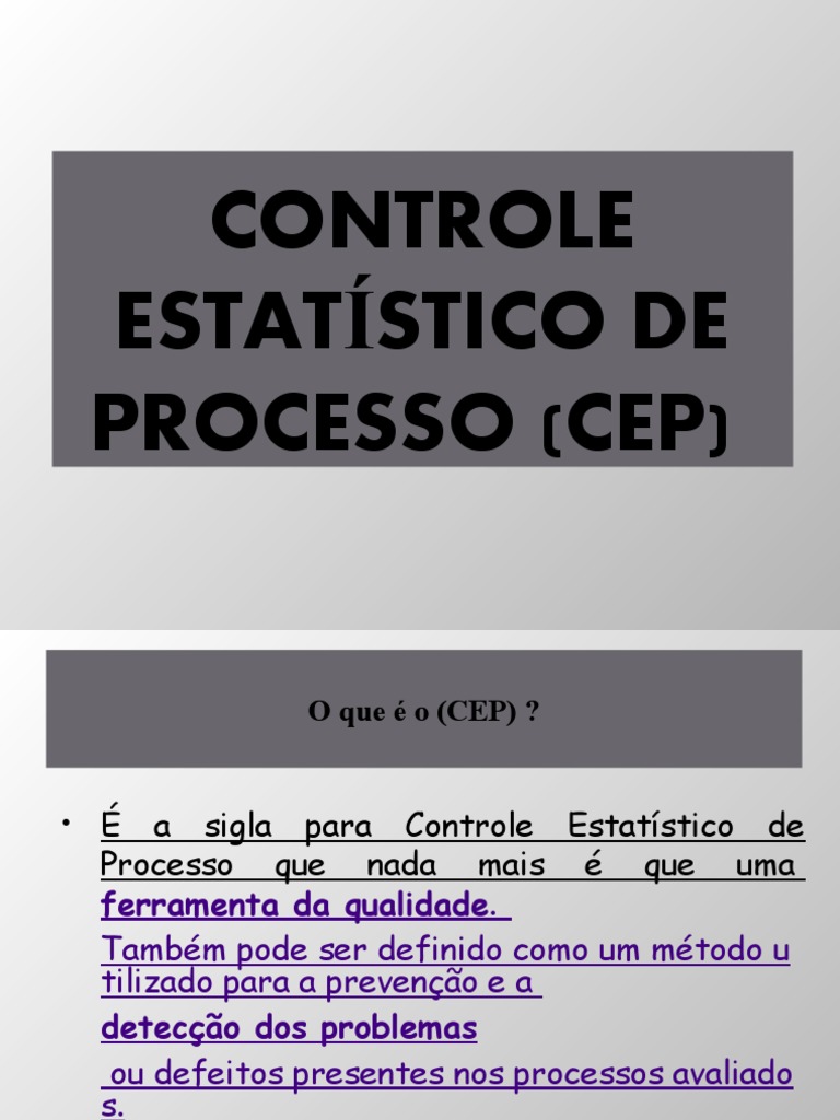 Controle estatístico de processo (CEP | PDF