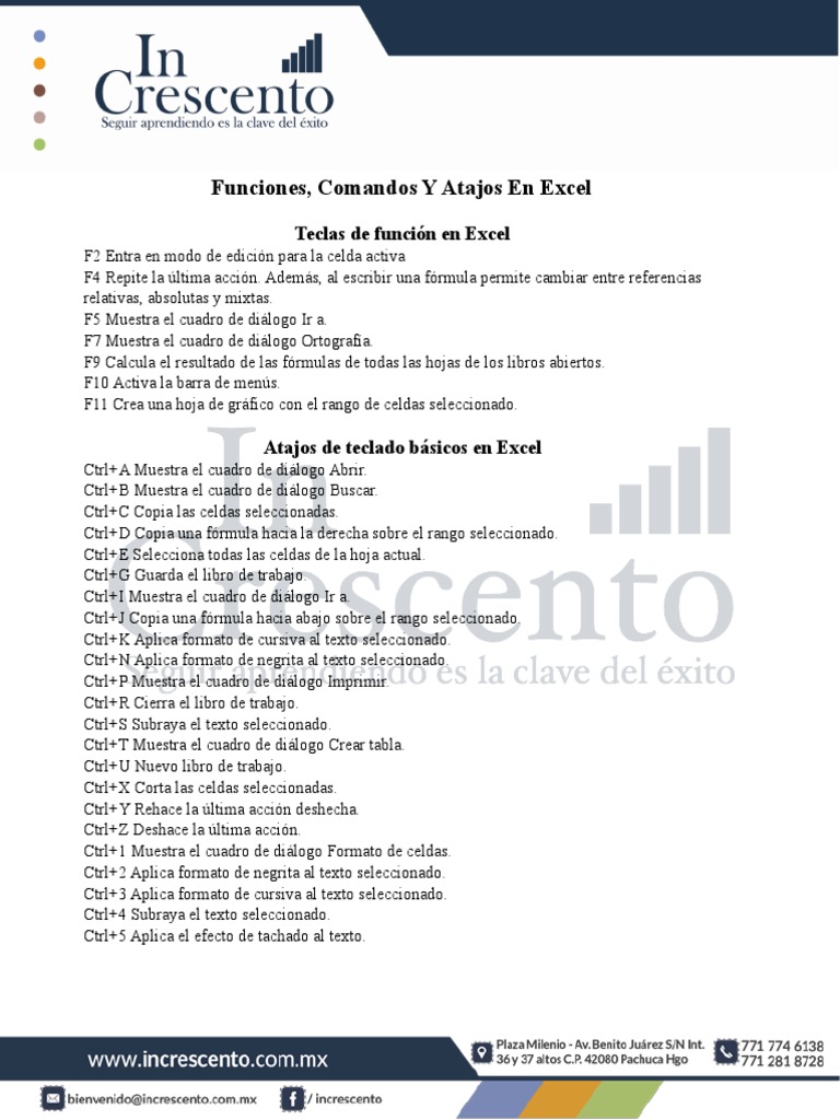 Lista de Comandos de Excel Español.pdf | PDF