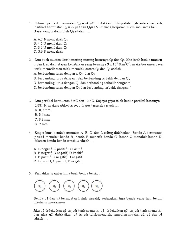 Latihan Soal - Listrik - UAS Fisika 1 - 2023 | PDF