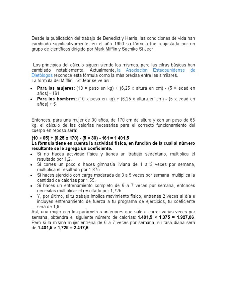 Fórmula Mifflin | PDF