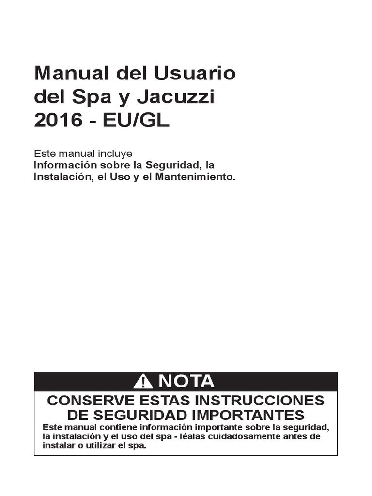 Manual Del Usuario Del Spa y Jacuzzi | PDF