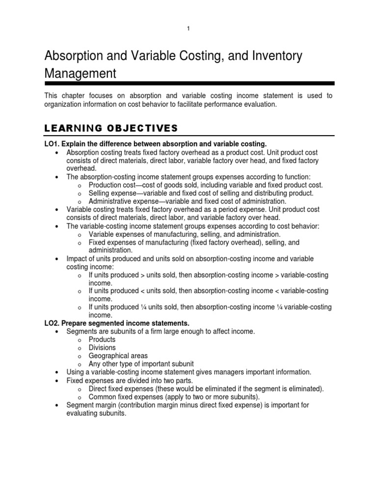 Mas - Absorption and Variable Costing PDF | PDF | Finance & Money Management | Technology ...