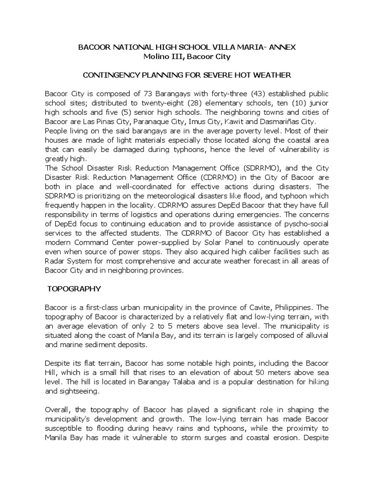 Conplan Severe Hot Weather BNHS Vma | PDF