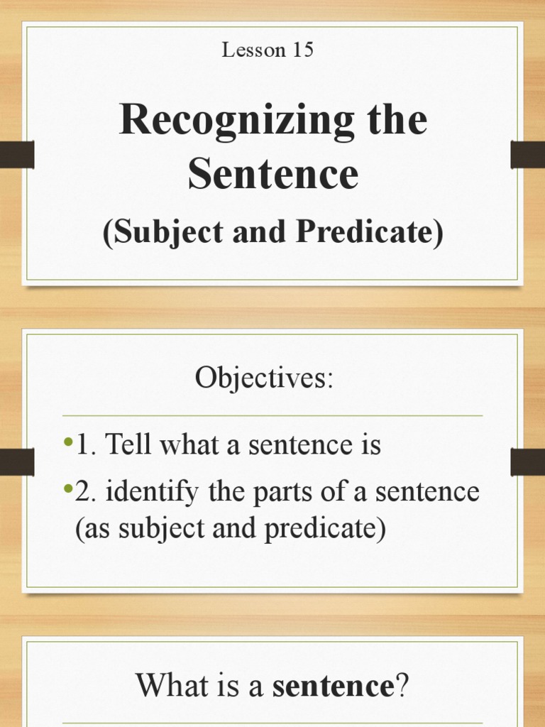 Lesson 15-Subject and Predicate | PDF