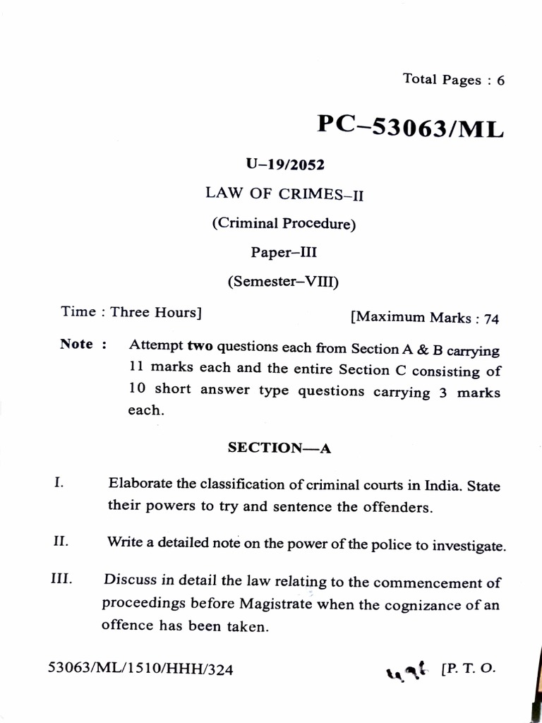 8th Semester Question Papers 2022 PDF | PDF | Advocate | Bail