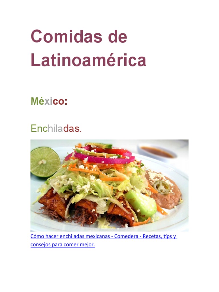 Comidas de Latinoamerica | PDF | Cocinando | Alimentos