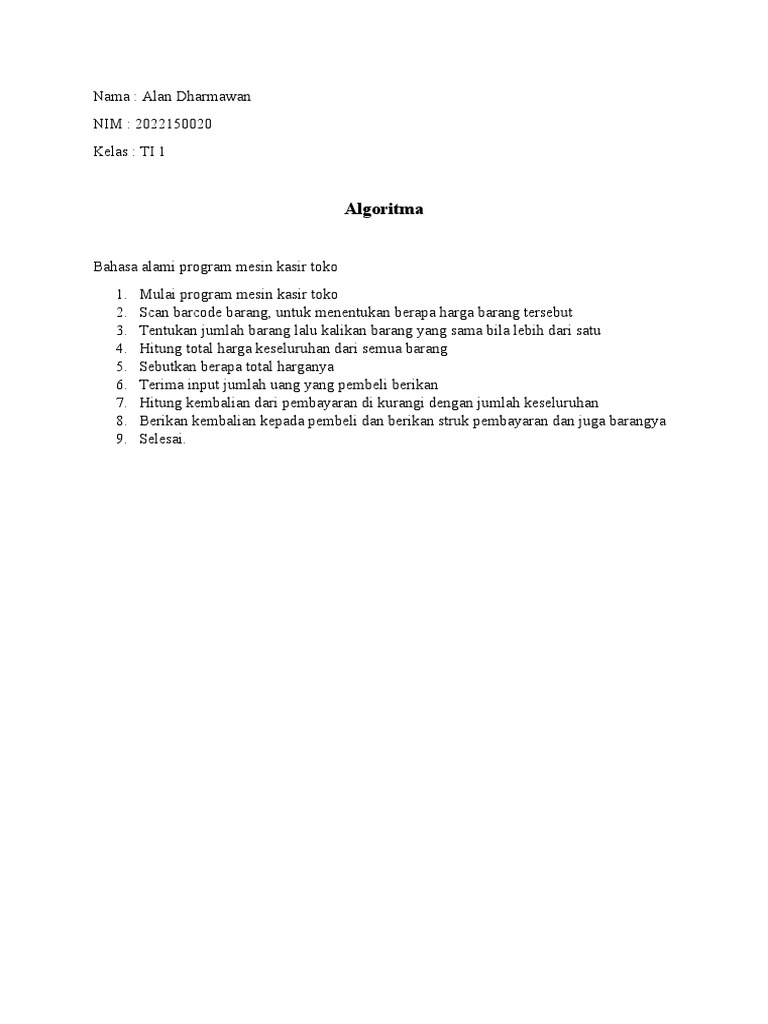 Algoritma Tugas 1 | PDF