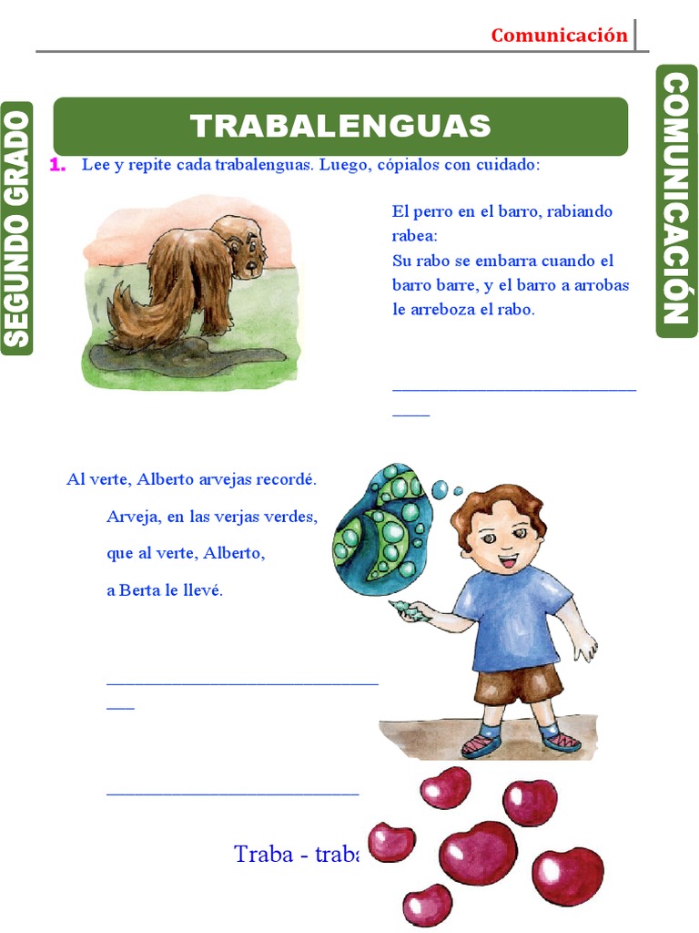 Ejemplos de Trabalenguas para Segundo Grado de Primaria | PDF | Lingüística | Idiomas