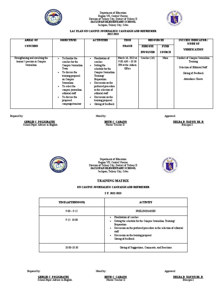 LAC-Plan-CAMPUS JOURNALISM | PDF