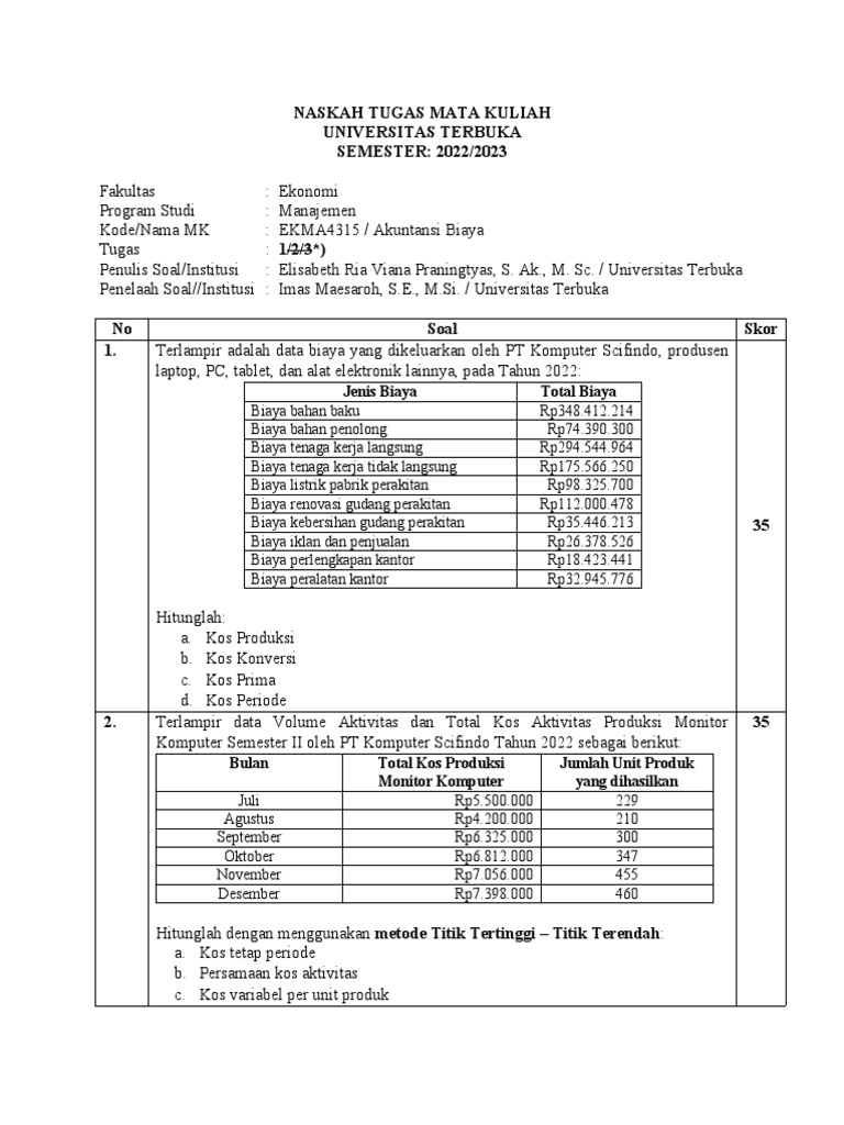 Naskah Tugas Satu EKMA4315 | PDF | Bisnis | Teknologi & Rekayasa