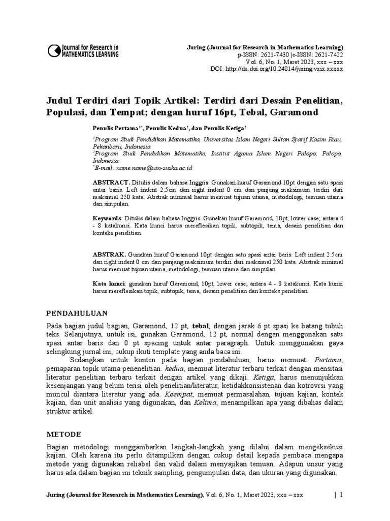 Template Jurnal JURING | PDF | Metode & Bahan Ajar