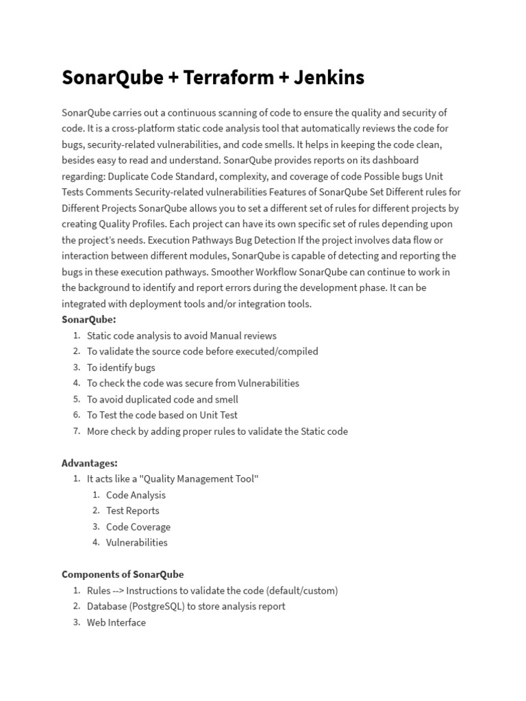 SonarQube Terraform Jenkins Integration | PDF