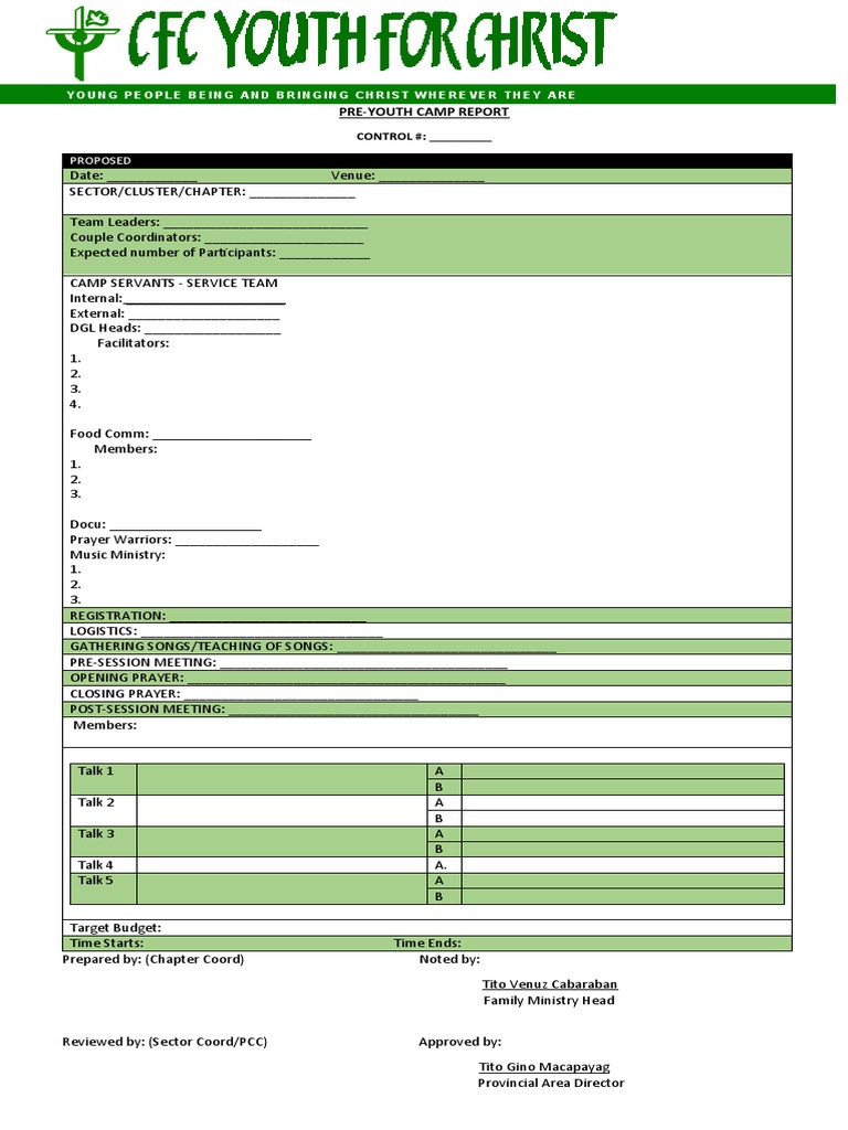 Pre-Youth Camp Program Report | PDF