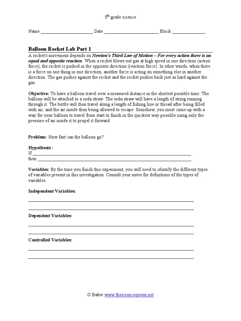 Balloon Lab | PDF | Rocket | Balloon
