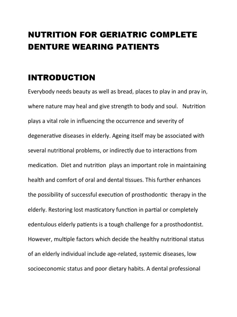 Nutrition For Geriatric Complete Denture Wearing Patients 888 | PDF ...
