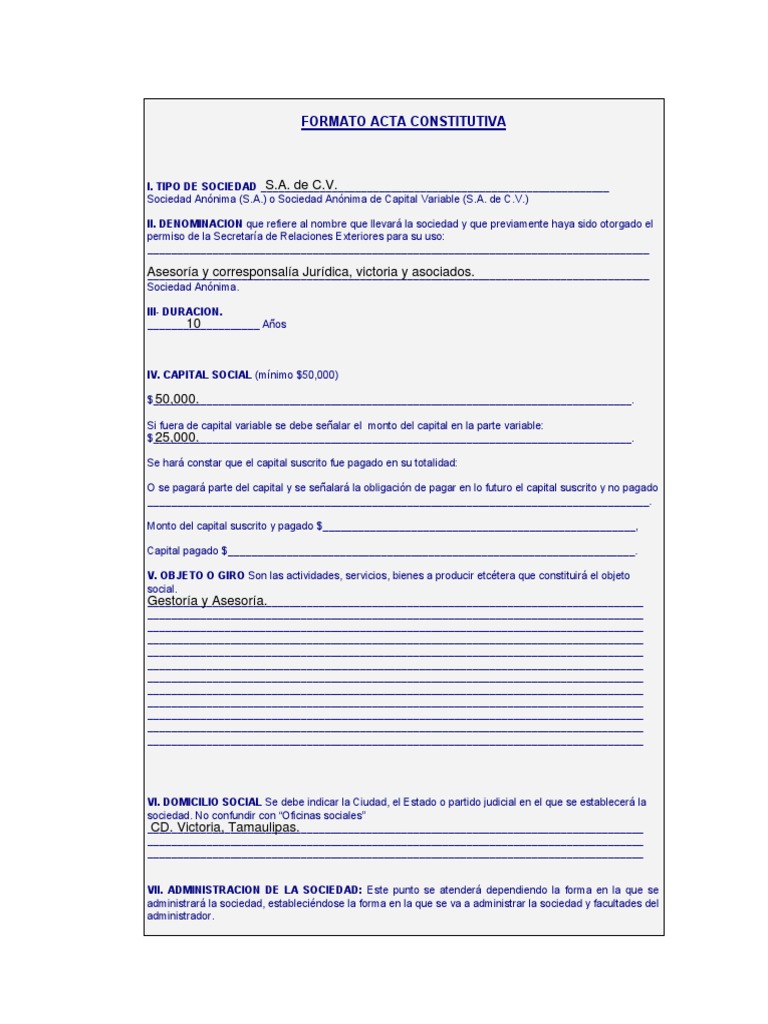 Formato Acta Constitutiva.2 | PDF