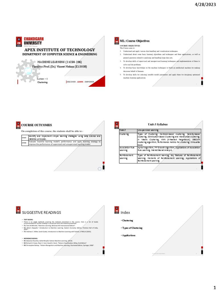 Lecture 1 Clustering PDF | PDF | Cluster Analysis | Outlier