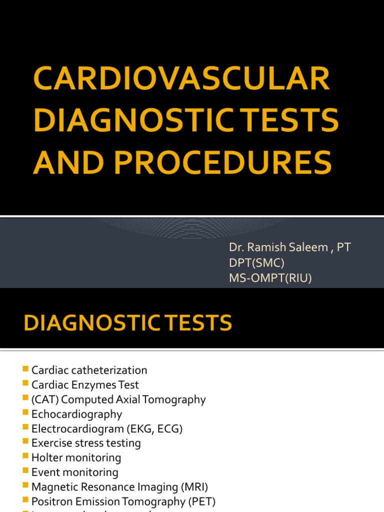 Cardiovascular Diagnostic Tests and Procedures | PDF