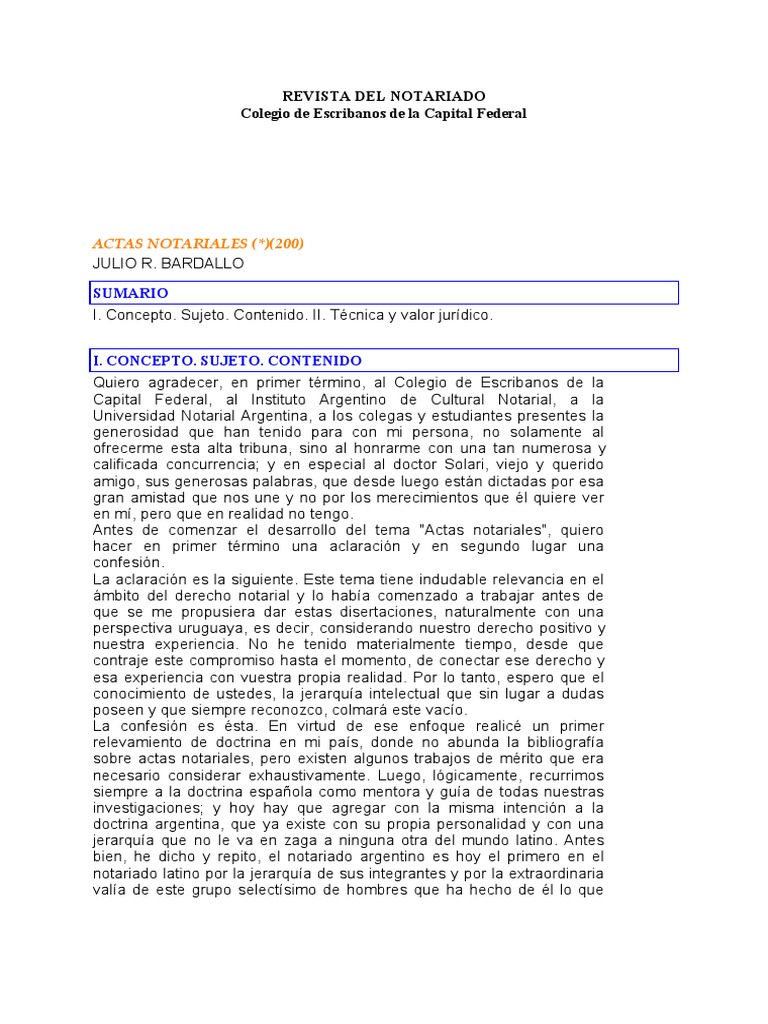 Actas Notariales [Argentina] - Bardallo | PDF | Justicia | Crimen y ...