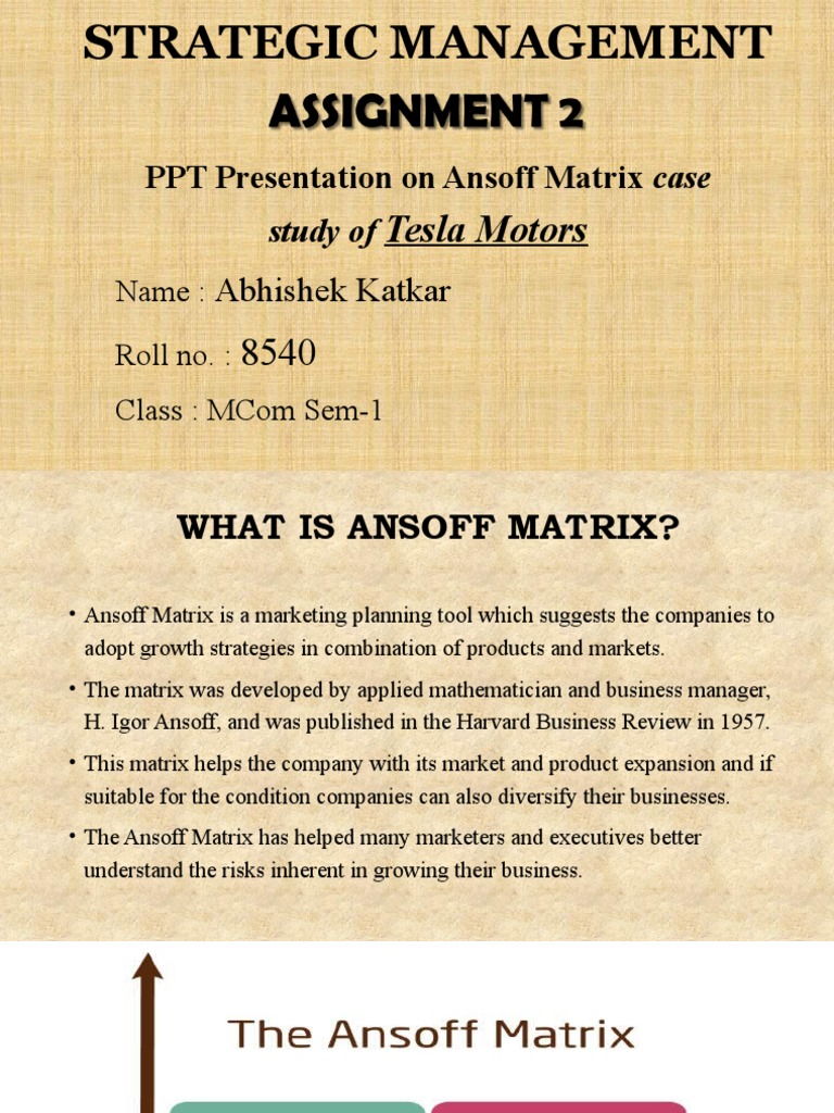 Ansoff Matrix Tesla Motors | PDF