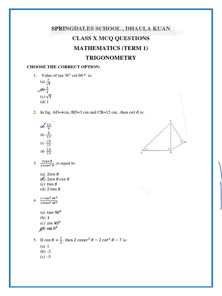 MCQ (Trigo) | PDF | Elementary Geometry | Complex Analysis