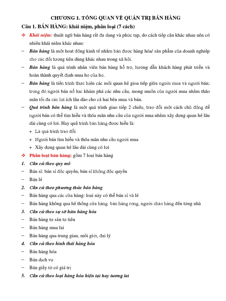 Lý thuyết QTBH PDF | PDF