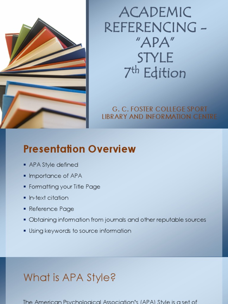 APA 7th Ed. ACADEMIC REFERENCING PDF | PDF | Apa Style | Citation