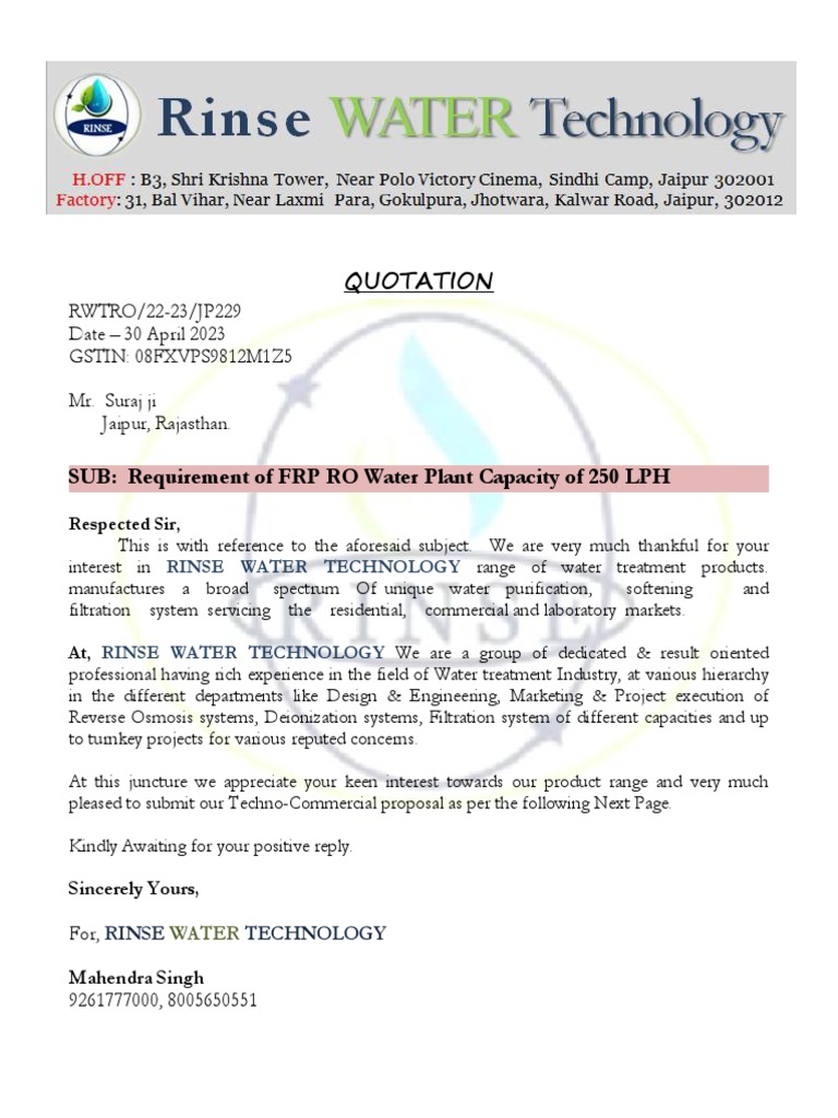 RWT Ro229. (250 LPH) PDF | PDF