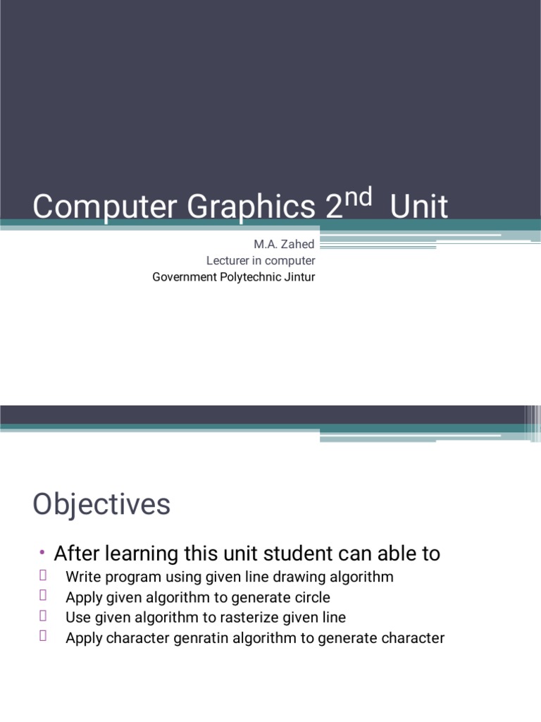 CGR Unit 2 | PDF | Computer Graphics | Graphics