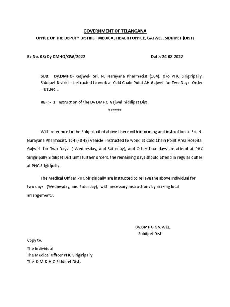 Deputation Order for Pharmacist to Ahmadipur | PDF | Wellness