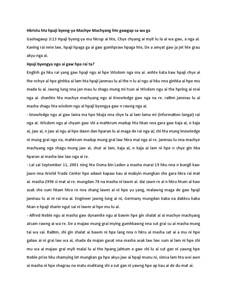 Yesu hta Hpaji byengya hte gawgap sa wa ga.docx | PDF