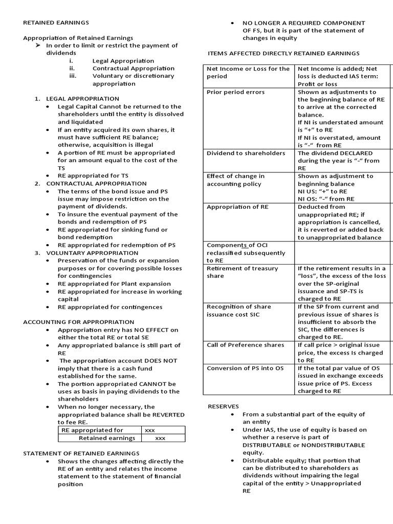 Retained Earnings Pdf