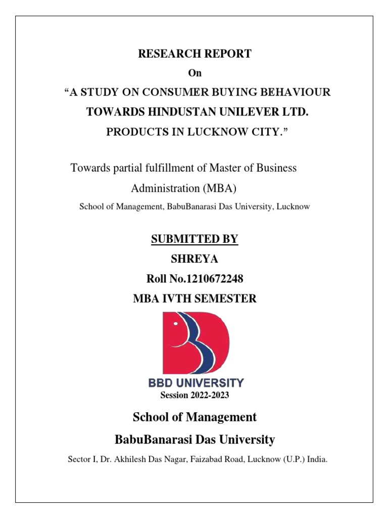 Consumer Behavior Study: HUL Lucknow | PDF | Marketing | Consumer Behaviour