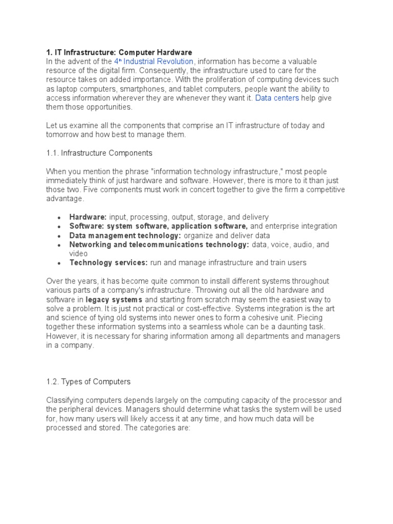 Lecture 1 - IT Infrastructure | PDF