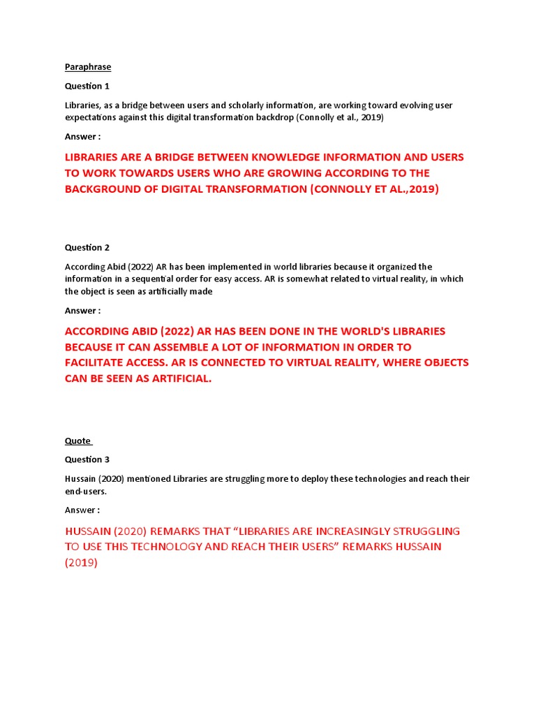 Exercise Citation With Answer | PDF