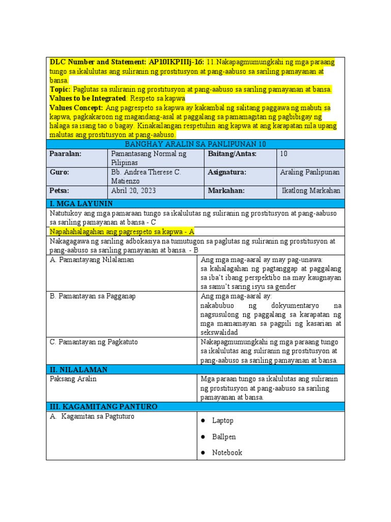 Matienzo Pagrespeto Kapwa | PDF