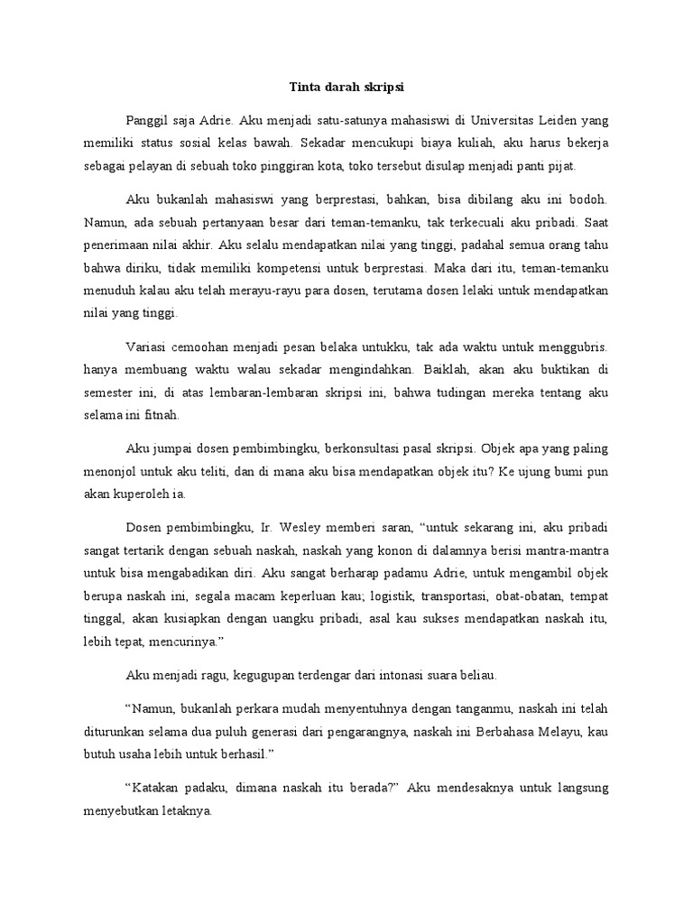 Cerpen Tinta Darah Skripsi | PDF | Puisi