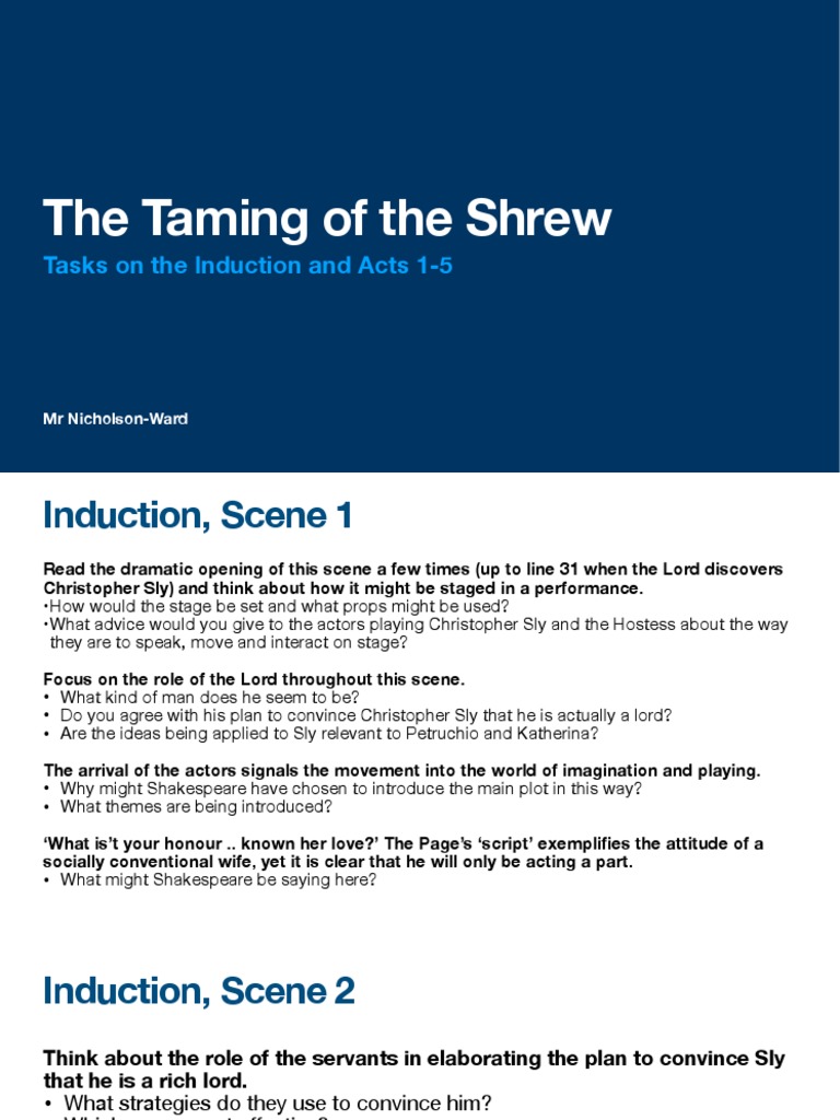 Taming of The Shrew Act and Scenes Questions PDF | PDF | The Taming Of ...