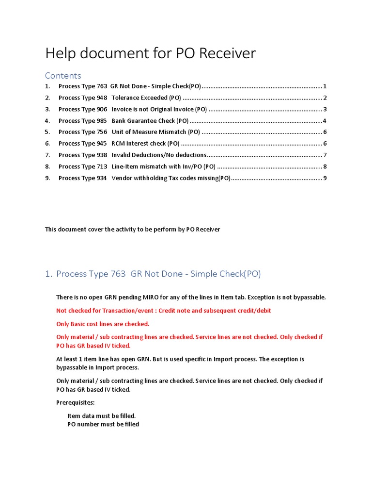 PO Receiver Help Document | PDF | Finance & Money Management