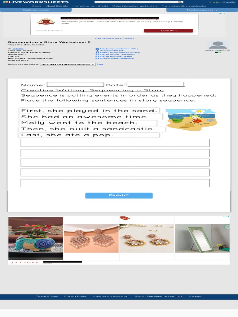 Sequencing A Story Worksheet 2 Worksheet | PDF